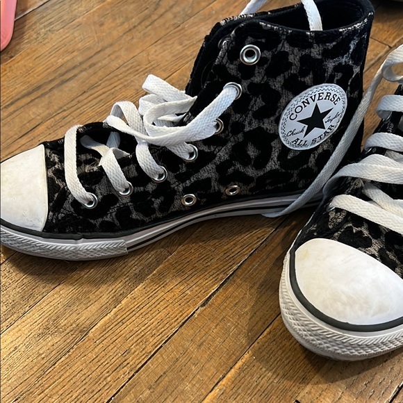Converse | Shoes | Converse Leopard Print Black And White Hightop ...